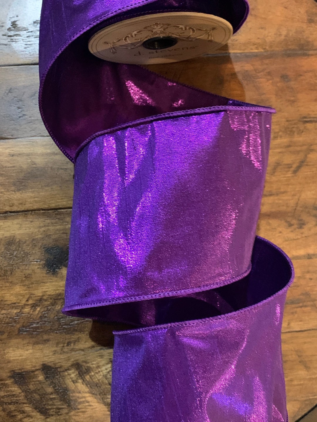 4 Purple Metallic Dupioni Ribbon D Stevens Wired Edges 10 Yard Roll - Etsy