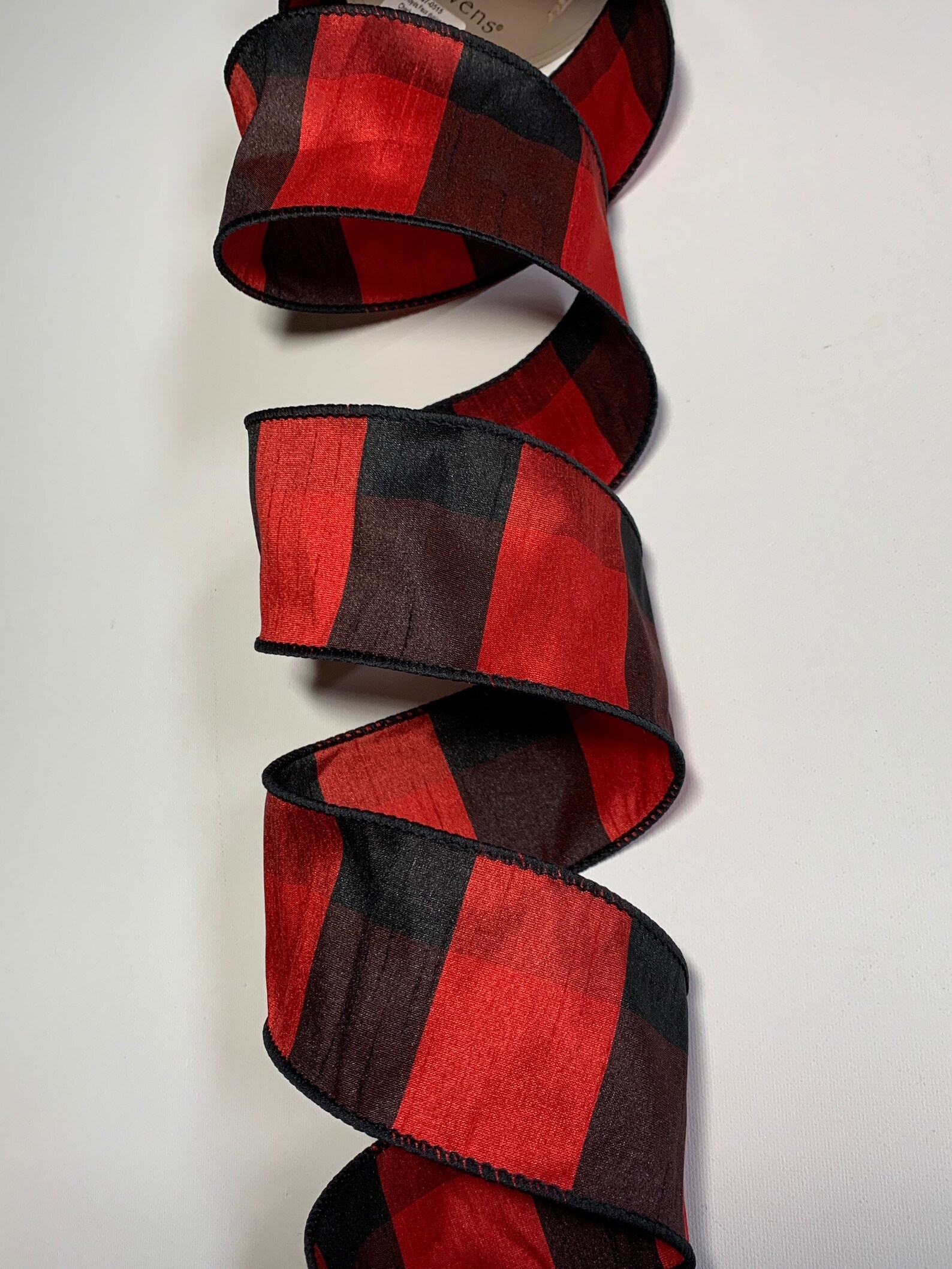 2.5" Red Black Buffalo Check Dupioni Ribbon ~ Faux Silk ~ Wired Edges ...