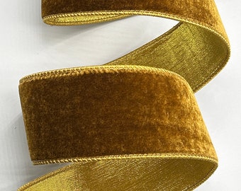 4" Gold Sheer Ribbon ~ Embroidered Vines Flowers ~ Jewels ~ Wired Edges ...