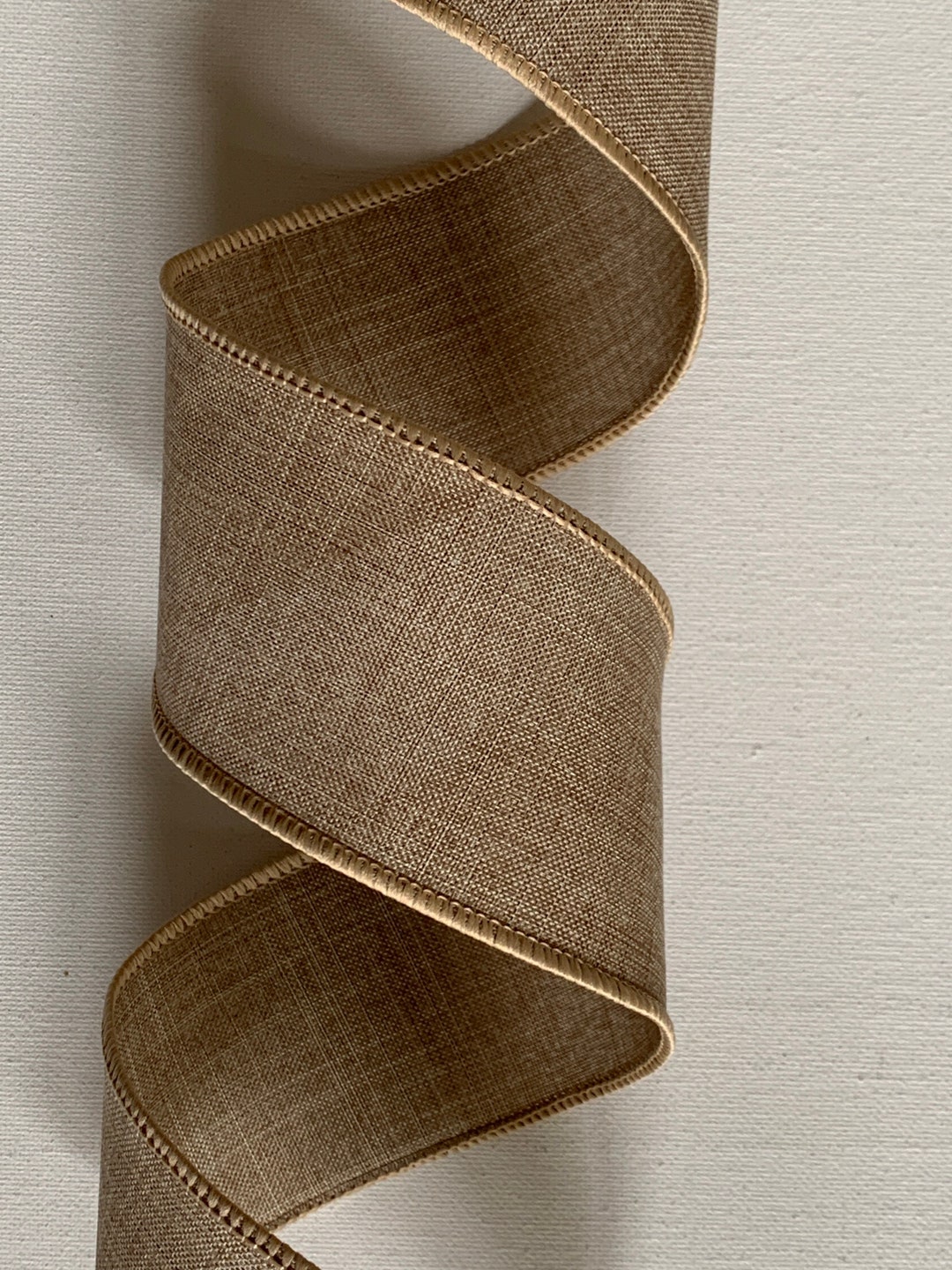 1.5" or 2.5" Natural Beige Linen Wired Ribbon ~ Soft ~ Solid Color ...