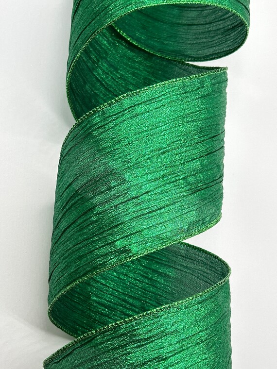 4 Emerald Green Crushed Metallic Lame Ribbon Glimmer - Etsy