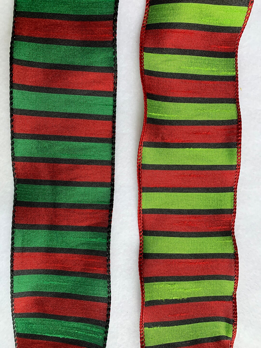 2.5" Wide Florence Stripe Dupione Ribbon ~ Faux Silk ~ Chartreuse Red ...