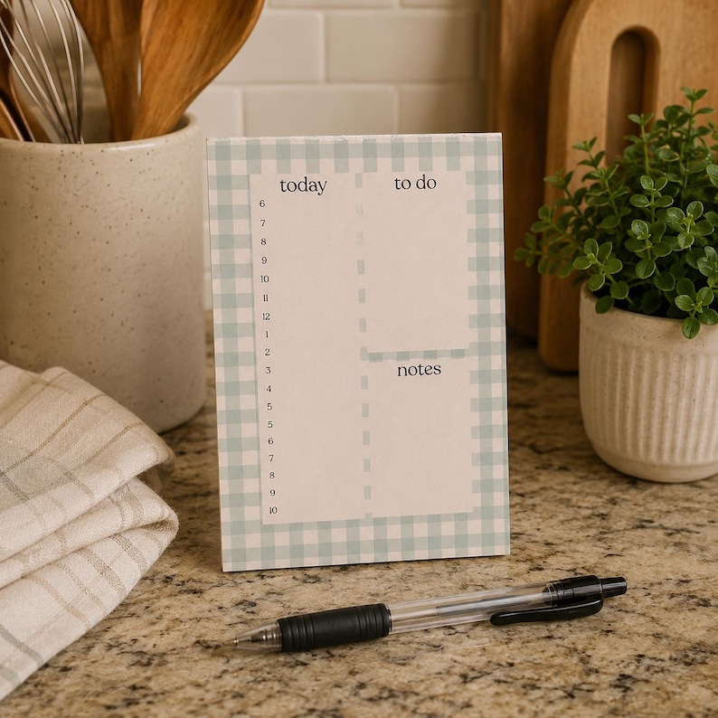 4x6 Hourly Daily Planner Notepad | Gingham Schedule to Do List Pad - Etsy