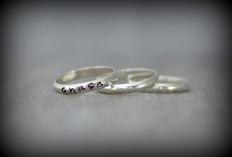 Personalized Sterling Silver Stacking Rings Minimalist Midi - Etsy