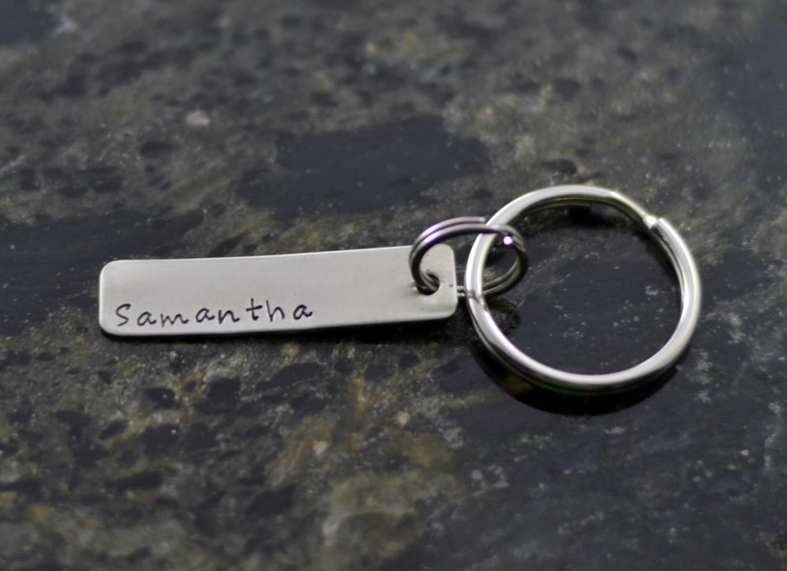 Custom Engraved Simple Flat Bar Keychain With Names on It | Etsy