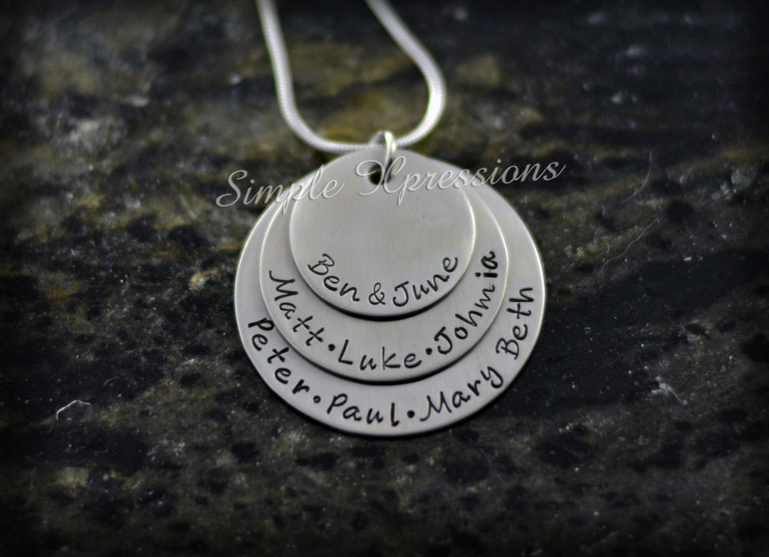 Personalized Triple Disc Mothers Necklace for Women - Etsy