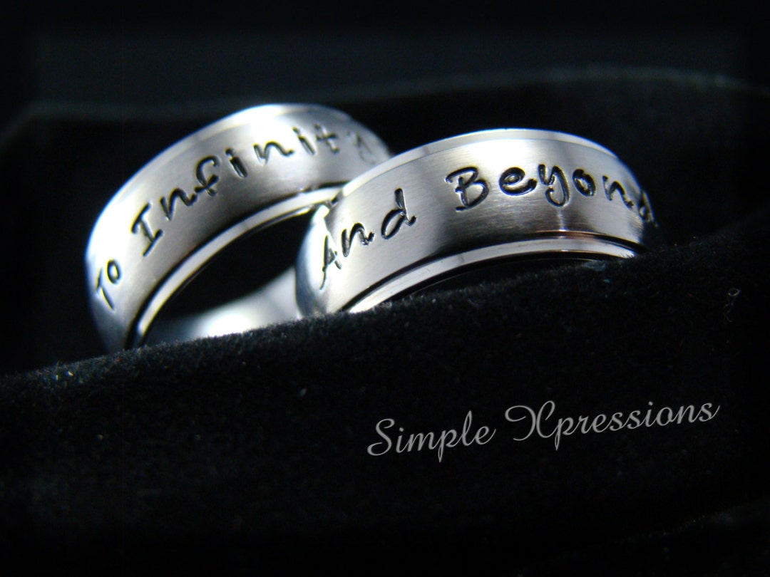 2 Rings - to Infinity and Beyond Rings - Personalized Couples Rings - Etsy