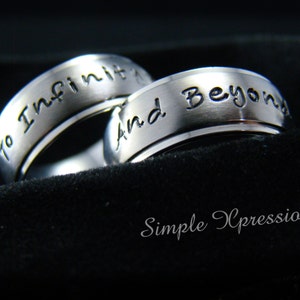 2 Rings - to Infinity and Beyond Rings - Personalized Couples Rings - Etsy