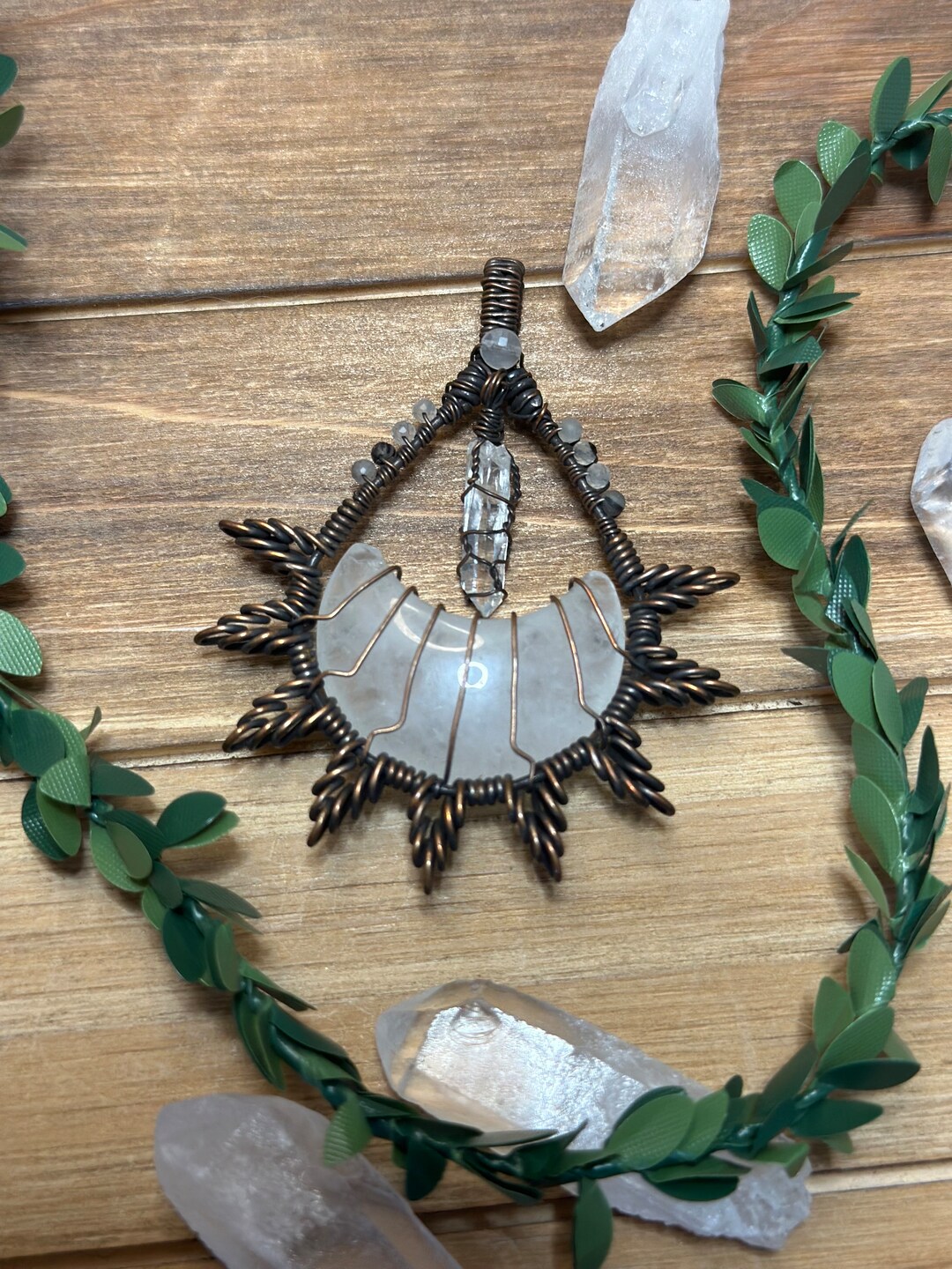 Quartz Moon and Sun Pendant - Etsy