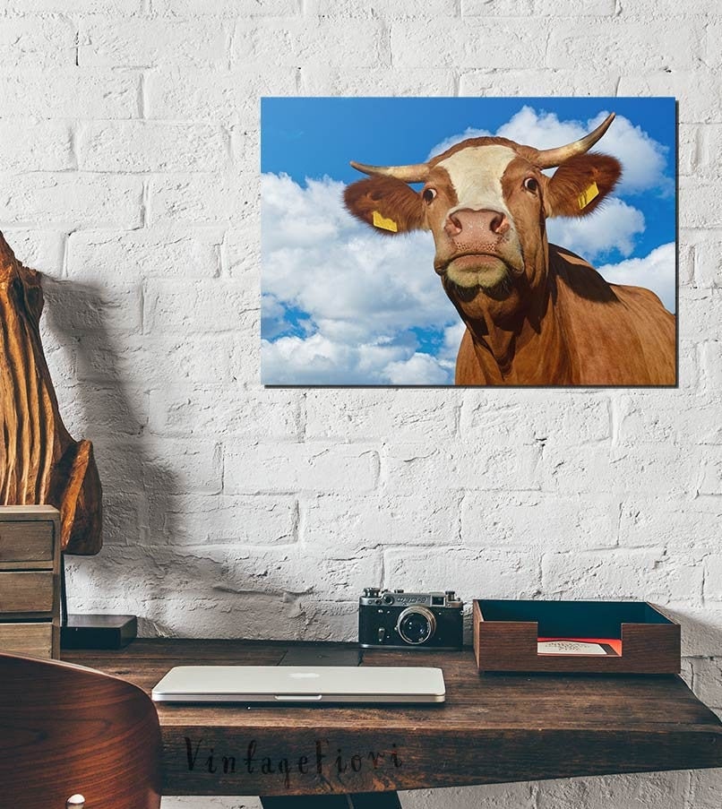 Cow wall art farmhouse decor western printable animal | Etsy