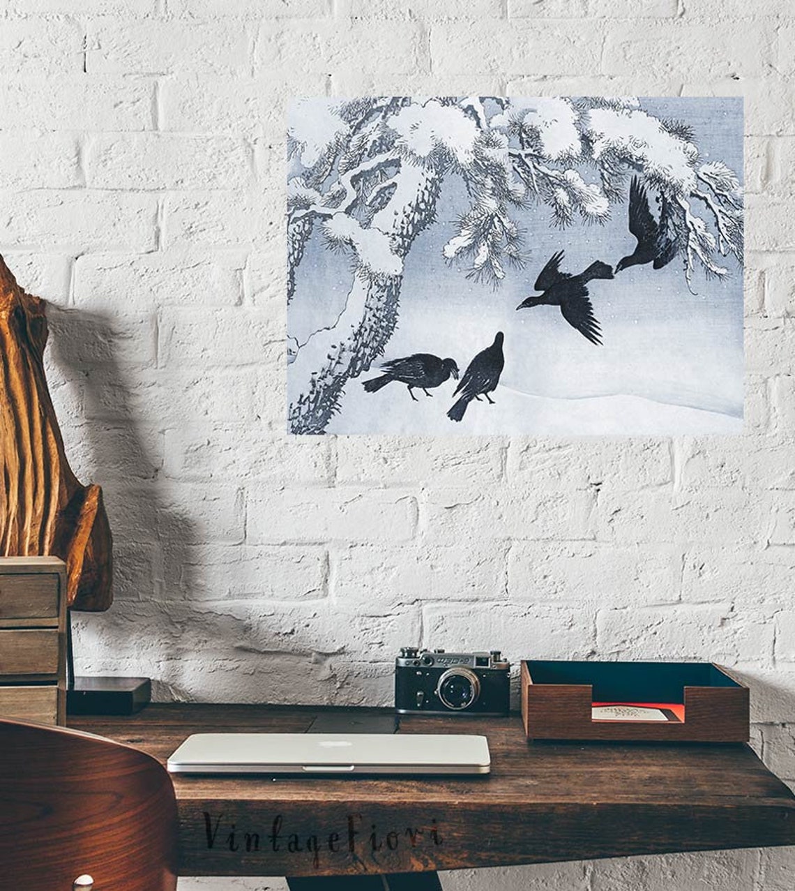 Raven Printable, Japanese Wall Art, Ukiyo E Print, Winter Decor - Etsy