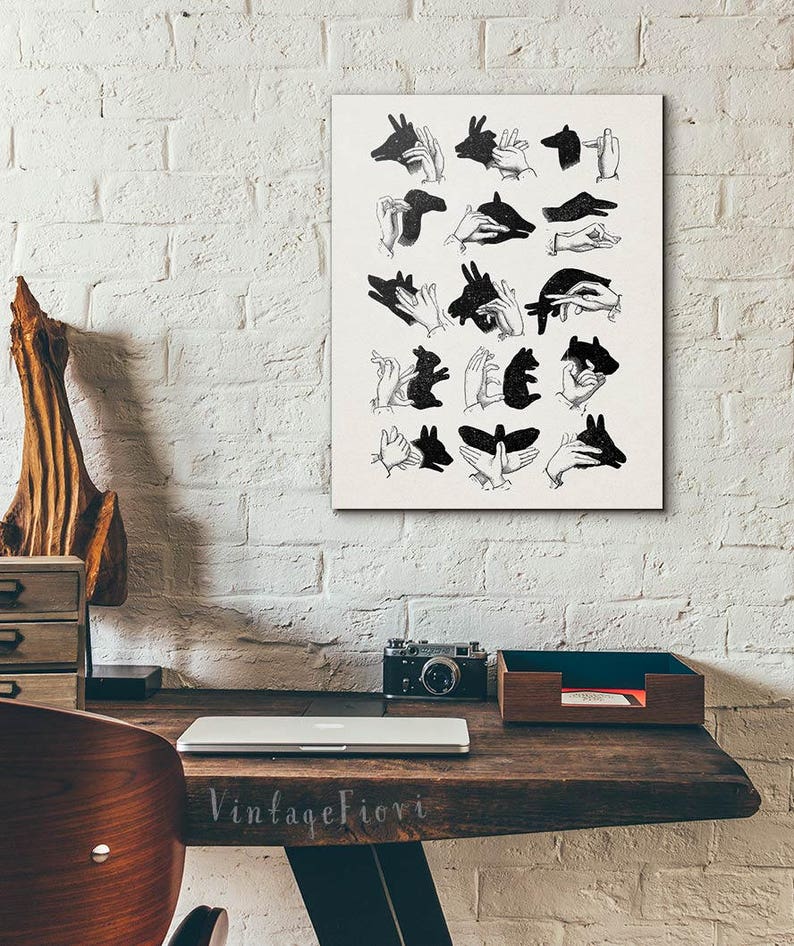 Shadowgraphy Performing Art, Shadow Play Print, Finger Shadow Puppet ...