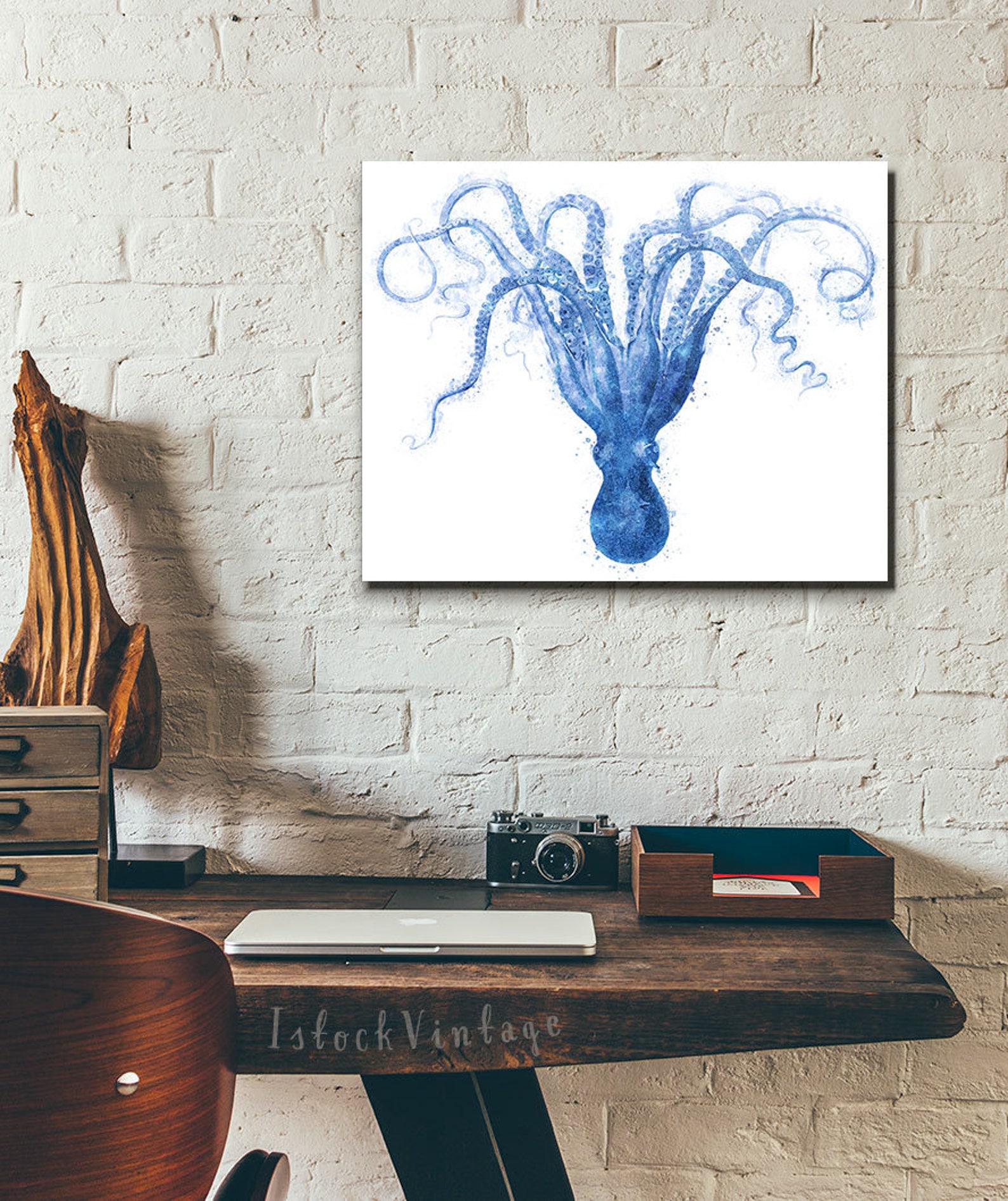 Blue Octopus Art, Instant Download Octopus Print, Bathroom Wall Art ...