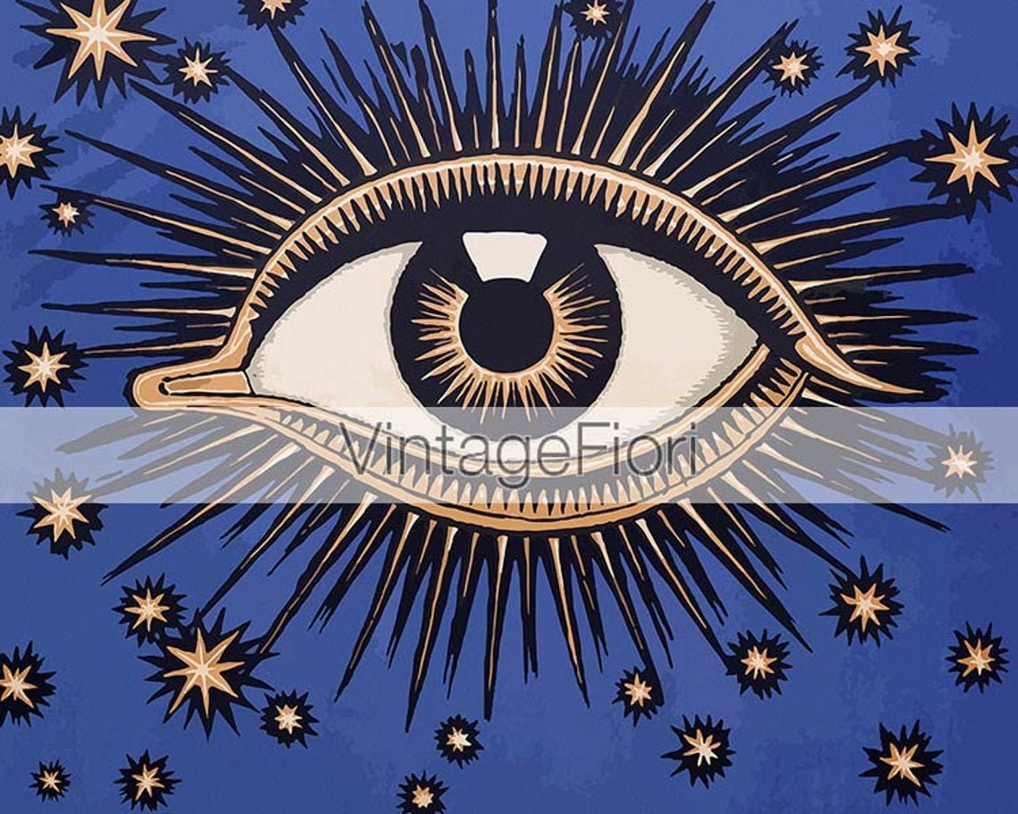 All-seeing Eye of God eye of Providence, Celestial Printable Wall Art ...