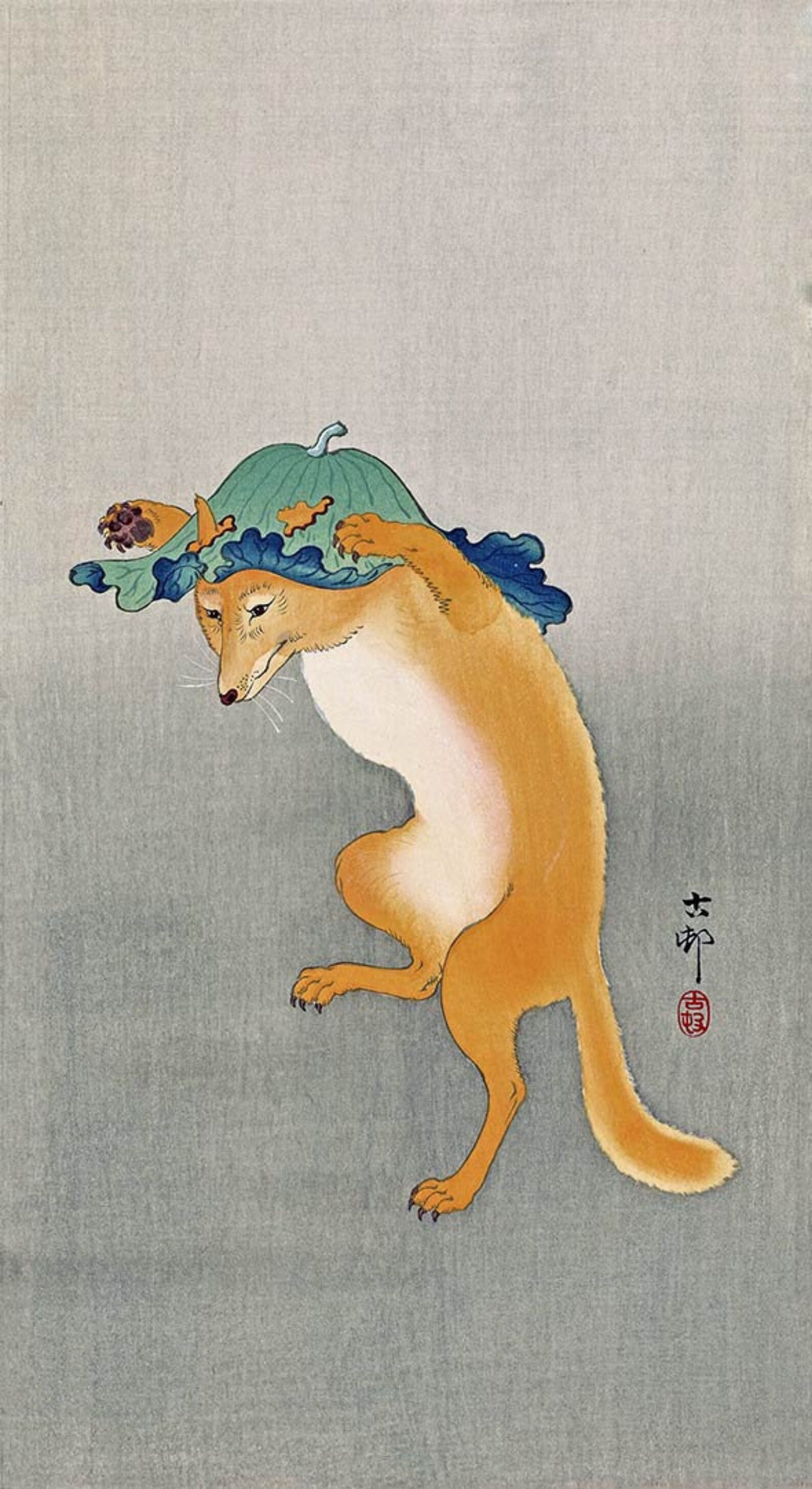 Dancing Fox, Ohara Koson, Japanese Printable Art, Nursery Wall Decor - Etsy