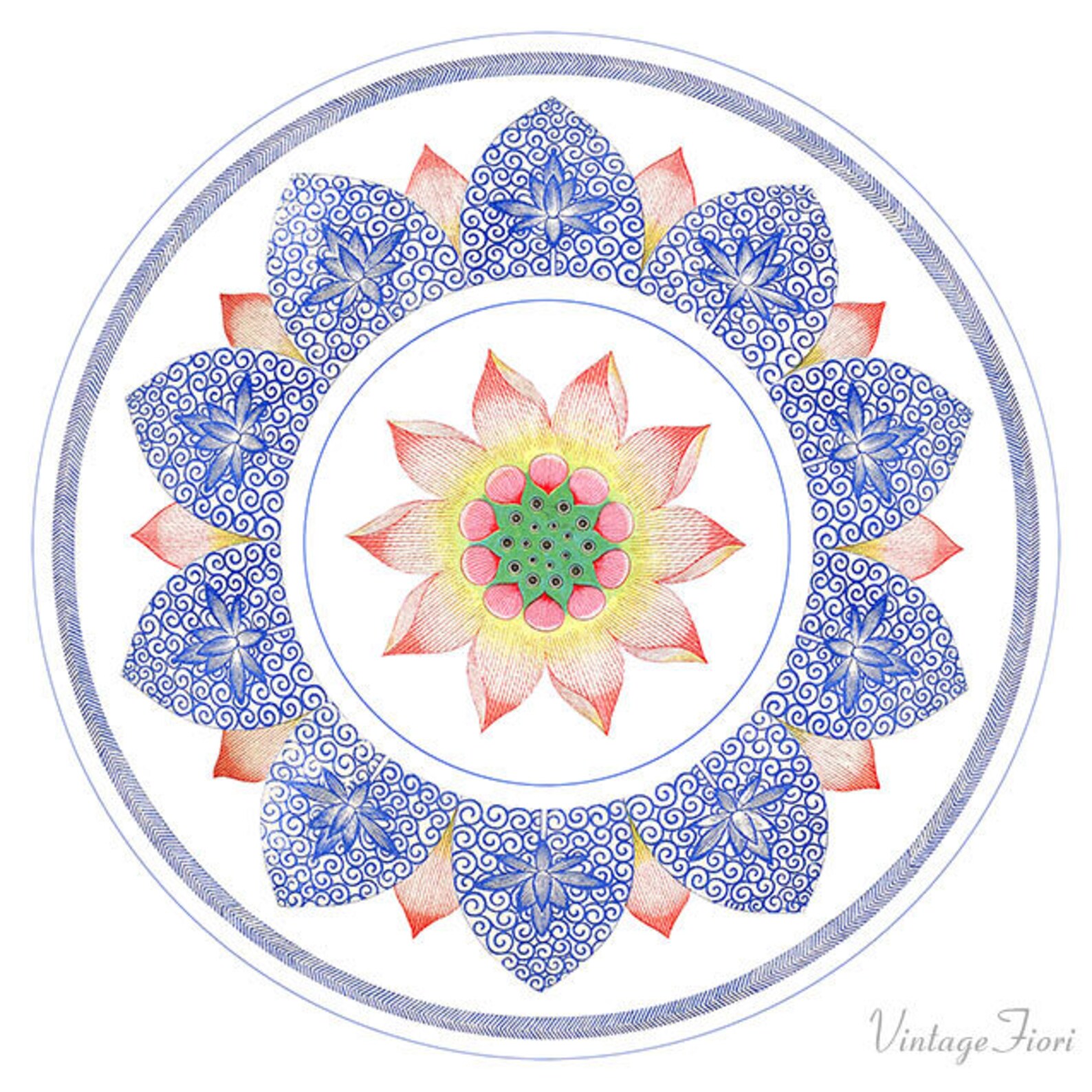 Lotus Illustration, Mandala Printable, Yoga Print, Custom Wall Art ...