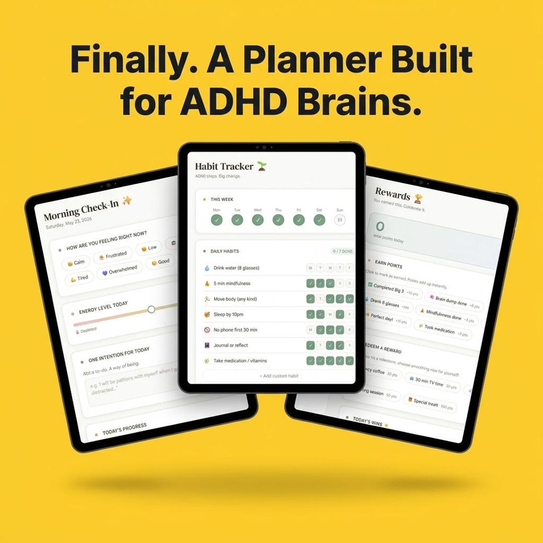 ADHD Daily Planner & Habit Tracker | Interactive Workbook, Rewards ...