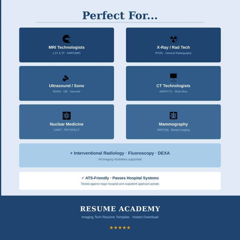 Imaging Tech Resume Template | MRI, X-ray, Ultrasound, ARRT, Ats ...