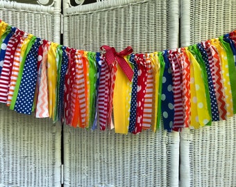 Fabric Banner Primary Colors in Polka Dots Birthday photo | Etsy