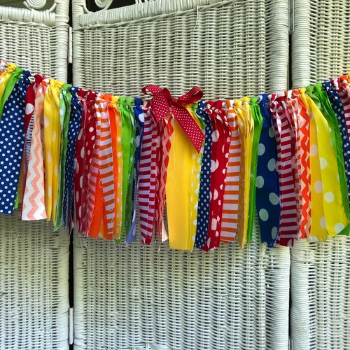Primary Colors Rainbow Fabric Banner Cake Smash Banner High - Etsy