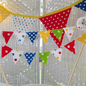 Fabric Banner- Primary Colors in Polka Dots, Birthday ,photo Prop, Baby ...