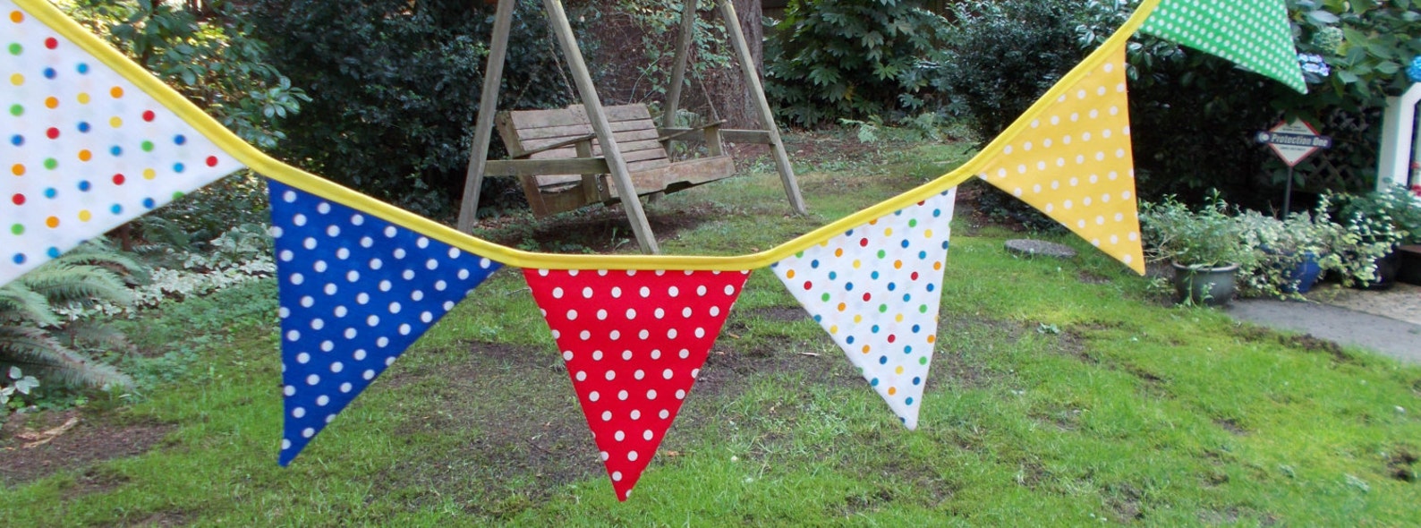Fabric Banner Primary Colors in Polka Dots Birthday photo - Etsy