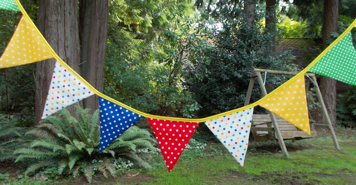 Fabric Banner Primary Colors in Polka Dots Birthday photo - Etsy
