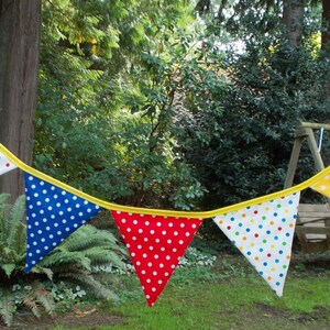 Fabric Banner- Primary Colors in Polka Dots, Birthday ,photo Prop, Baby ...