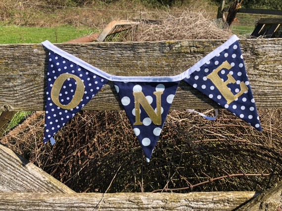 First Birthday Banner ONE Primary Colors OR Navy | Etsy