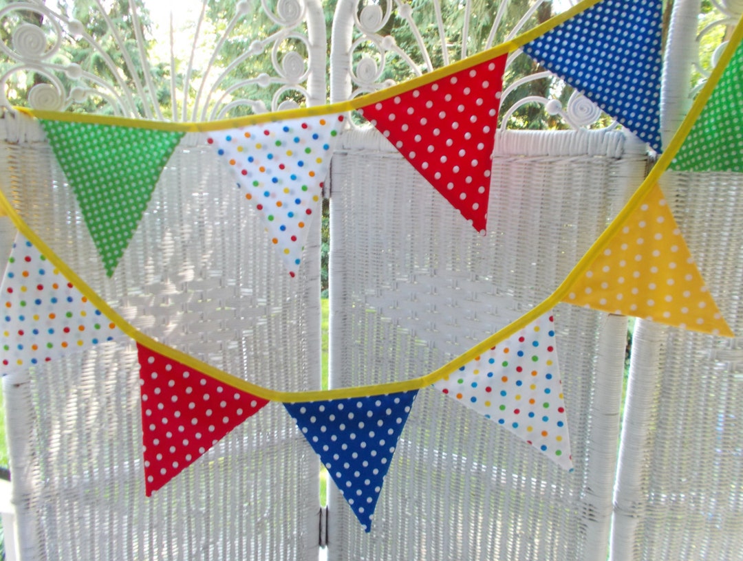 Fabric Banner- Primary Colors in Polka Dots, Birthday ,photo Prop, Baby ...