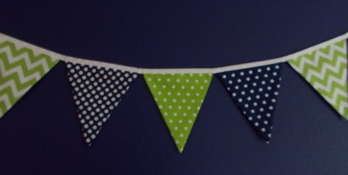 Fabric Banner- Navy and Lime Green - Etsy
