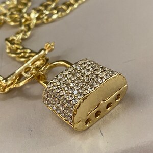 Chunky Gold Chain-lock Pendant Necklace -choker- Gift for Her ...