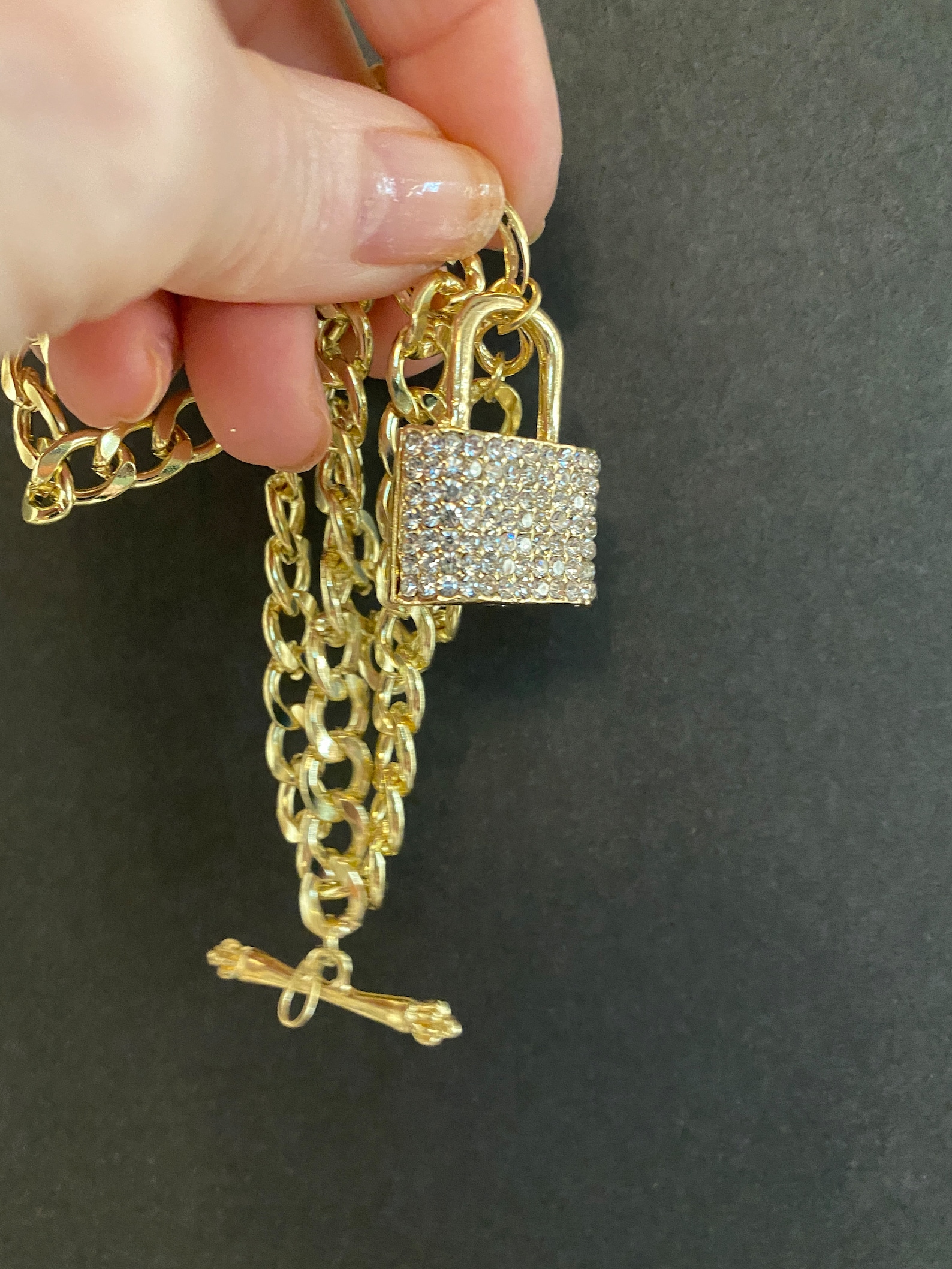 Chunky Gold Chain-lock Pendant Necklace choker Gift for Her Bridesmaid ...