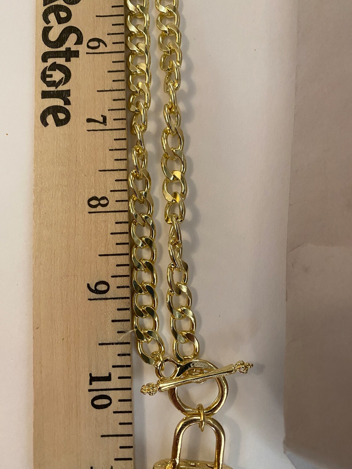 Chunky Gold Chain-lock Pendant Necklace choker Gift for Her Bridesmaid ...