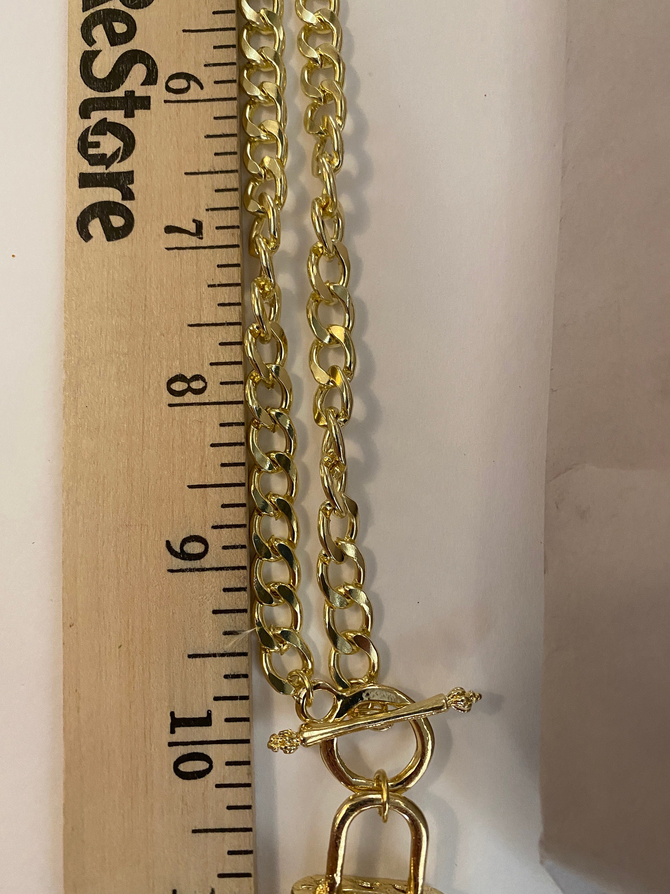 Chunky Gold Chain-lock Pendant Necklace choker Gift for Her Bridesmaid ...