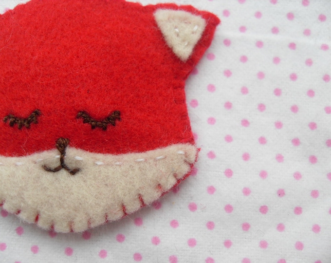 Cute Red Felt Fox Face Magnet - Etsy