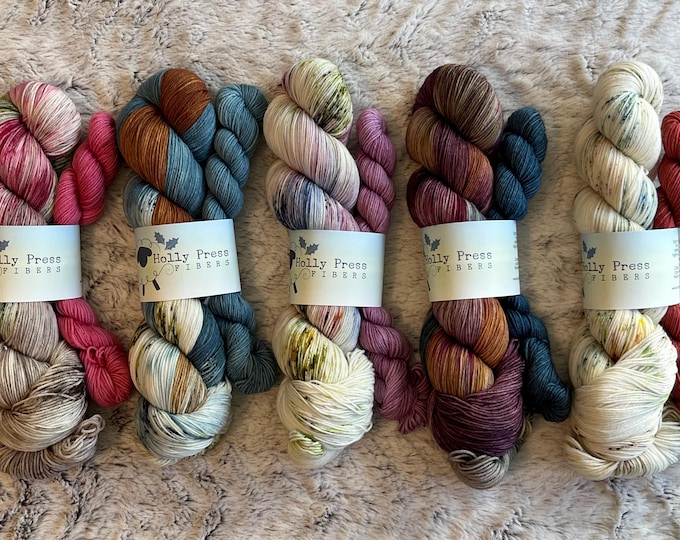 DESTASH Holly Press Fibers Hand Dyed Yarn Fingering Weight Sock Sets ...