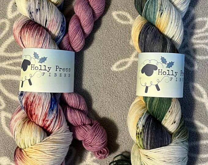 DESTASH Hand Dyed Yarn Holly Press Fibers Fingering Weight Sock Yarn ...