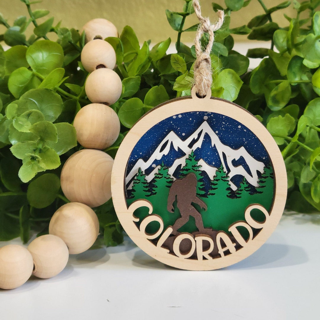 Laser Cut Colorado Yeti Ornament • 3D Hand Painted Wood - Etsy