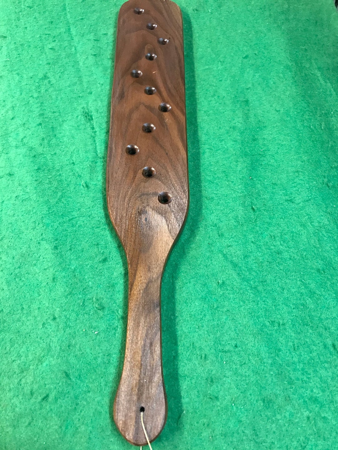 Wooden Hand Crafted Fraternity Paddle With Zigzag Holes Walnut Hardwood ...