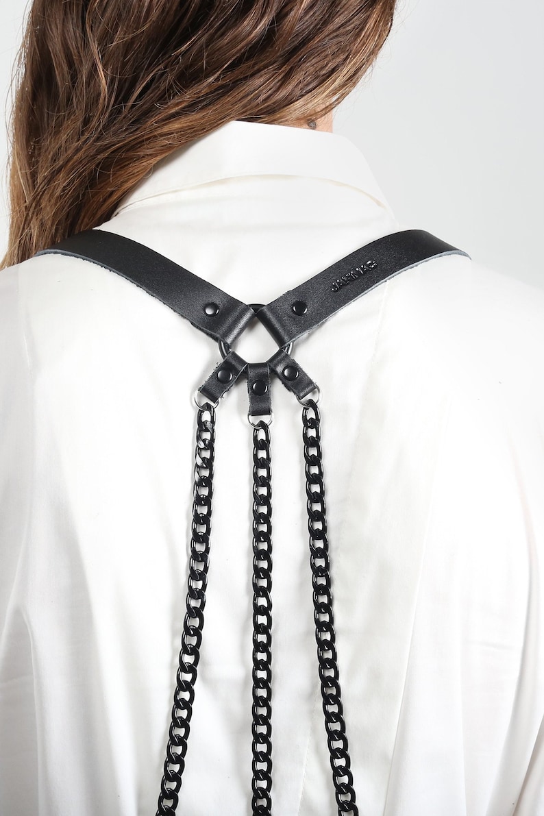 JAKIMAC Triple Chain Harness / Draped Genuine Leather Harness - Etsy