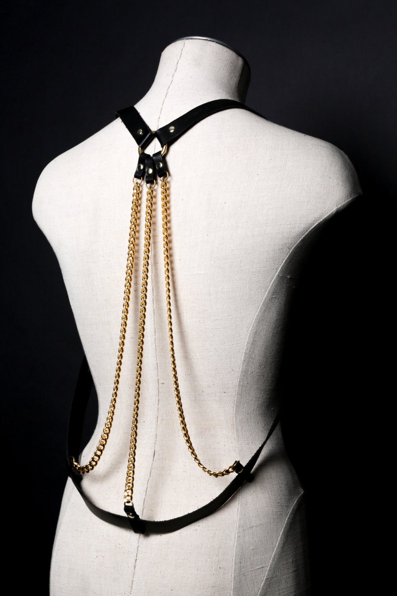 JAKIMAC Triple Chain Harness / Draped Genuine Leather Harness - Etsy