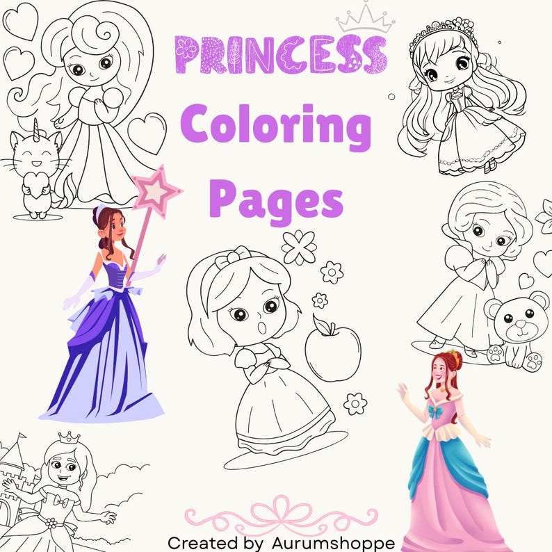 Fairy Princess Fantasy Coloring Book | 40+ Pages (digital PDF) - Etsy