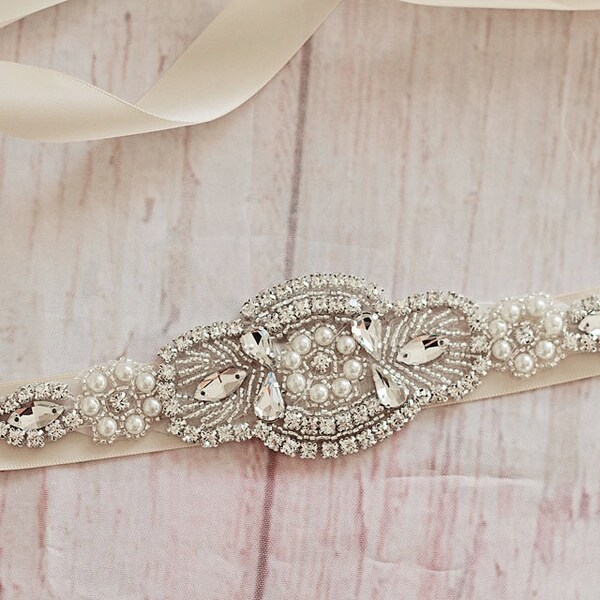 Rhinestone Sash Belt - Etsy