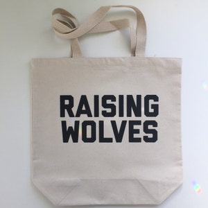 RAISING WOLVES Tote Bag - Canvas Tote - Grocery Tote - Grocery Bag ...
