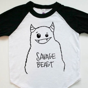Savage Beast Raglan Tee Tee Shirt Monster - Etsy