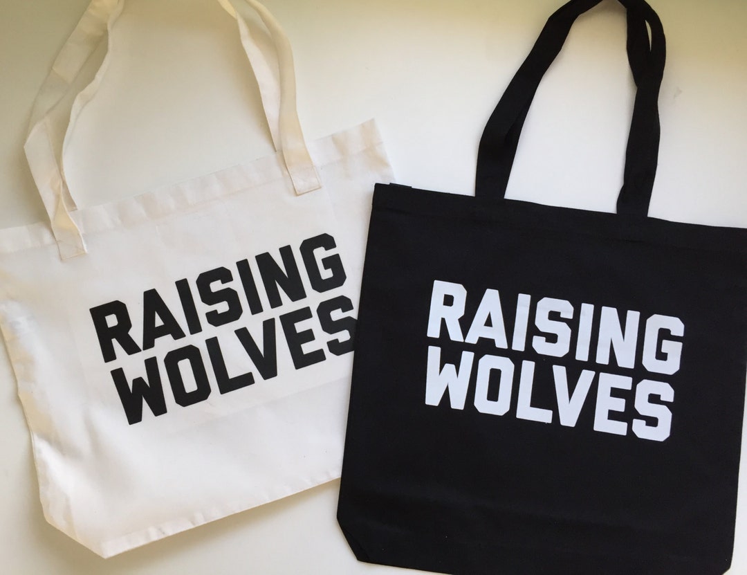 RAISING WOLVES Tote Bag - Canvas Tote - Grocery Tote - Grocery Bag ...