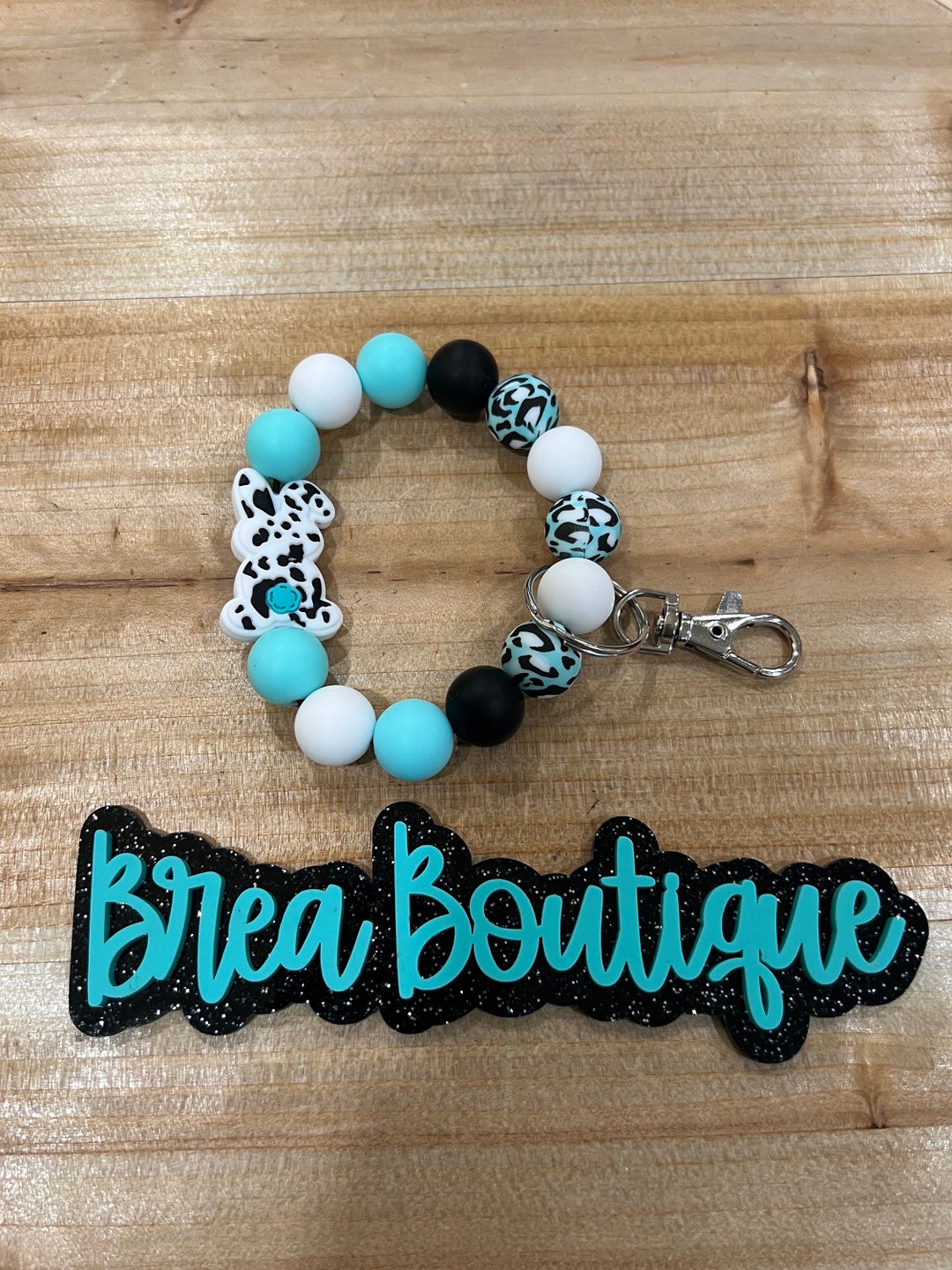 Teal Cheetah Print Bunny Rabbit Leopard Silicone Beaded Bracelet ...