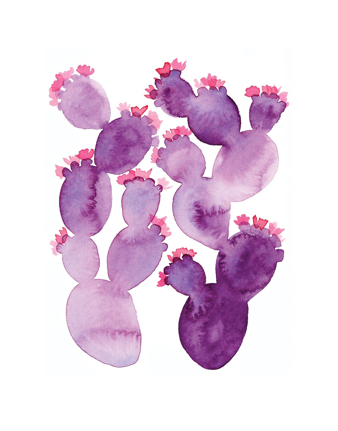 Purple & Pink Prickly Pear Print // Cactus Art // Cactus Watercolor ...
