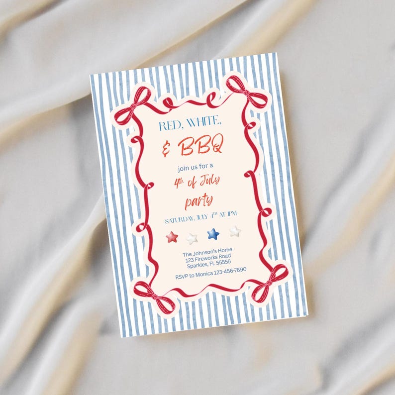 Red White & BBQ - 4th of July Invitation (digital Download) - Etsy